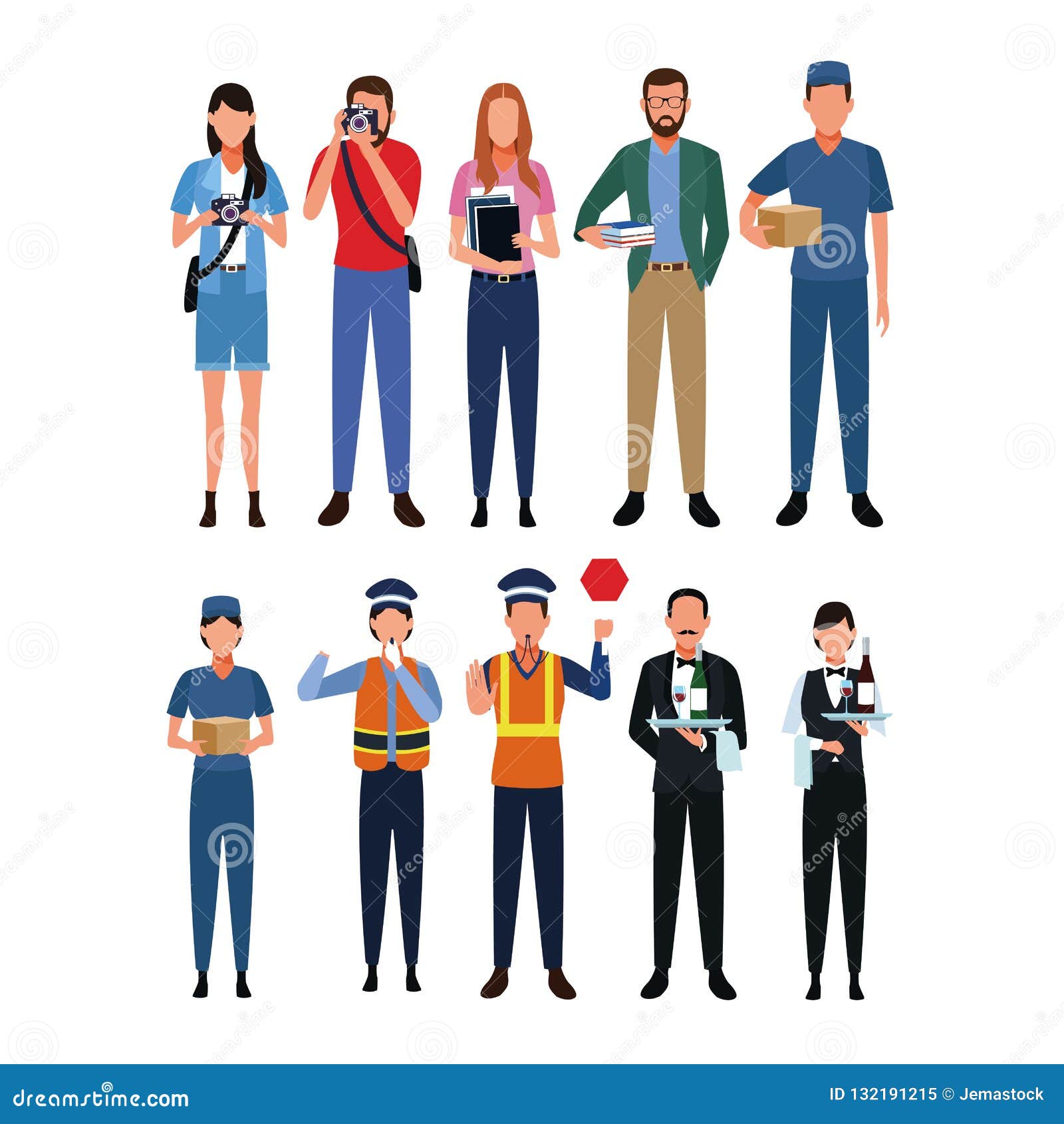 Set of jobs and occupation stock vector. Illustration of recruitment ...