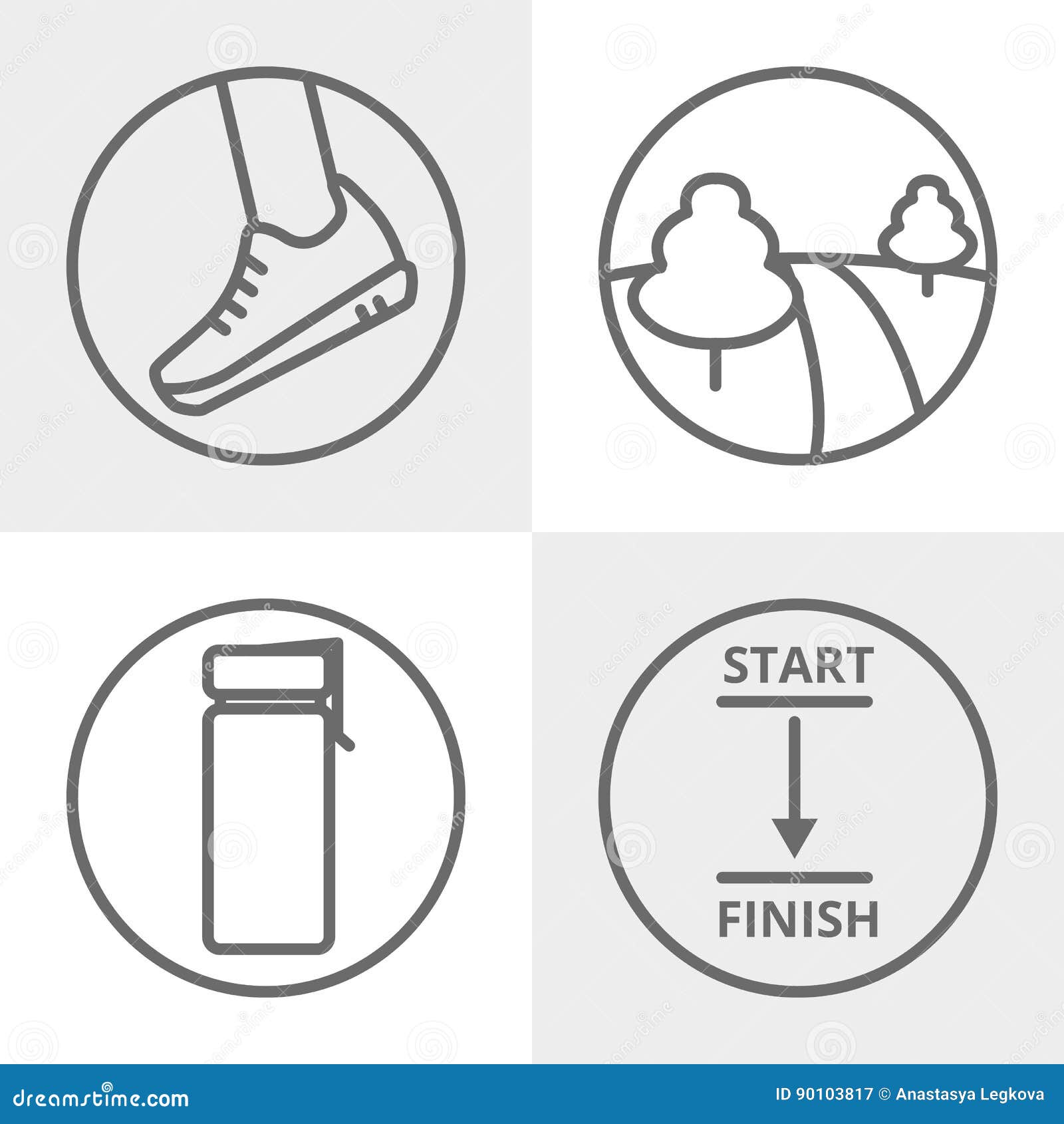 Set of Jogging or Running Thin Line Icons Stock Illustration ...