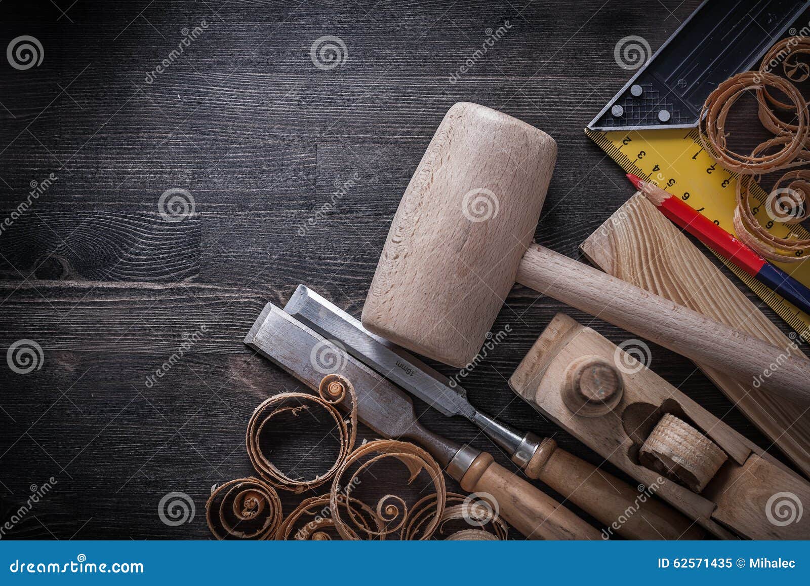 Set of Joiner Tools on Wooden Board Construction Stock Image - Image of ...