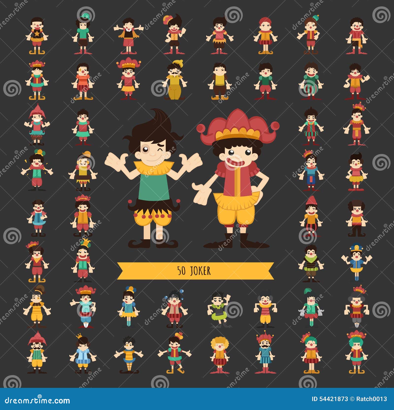 Set of Joker Characters Poses Stock Vector - Illustration of artistic ...