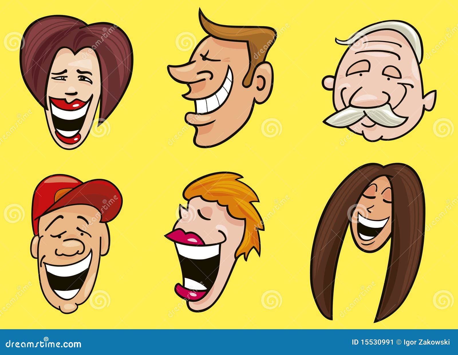 Set of jolly faces stock vector. Illustration of comic - 15530991