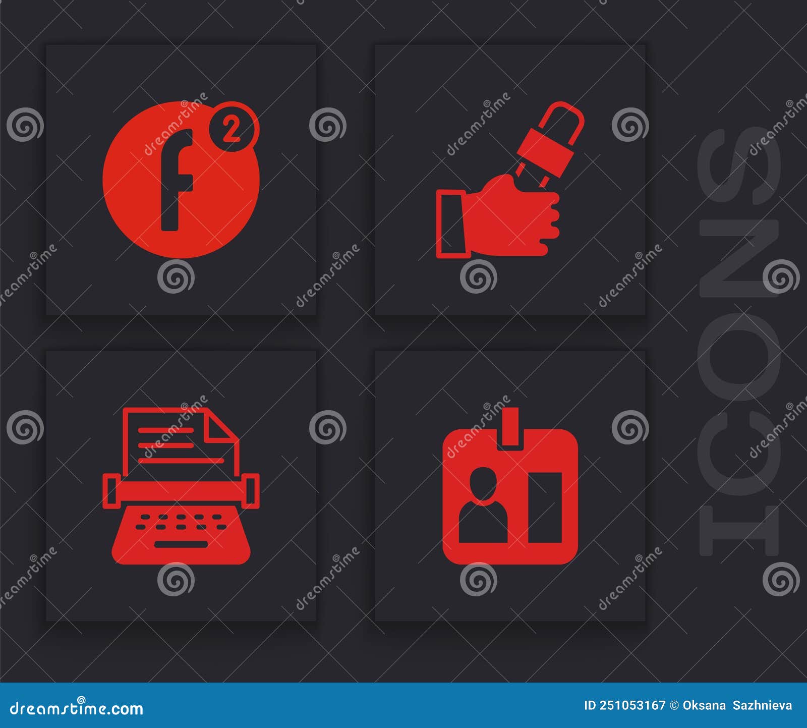 Set Journalist Id Card, Create Account, News and Retro Typewriter Icon ...
