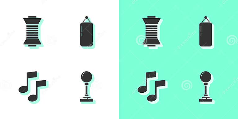 Set Joystick for Arcade Machine, Sewing Thread on Spool, Music Note ...