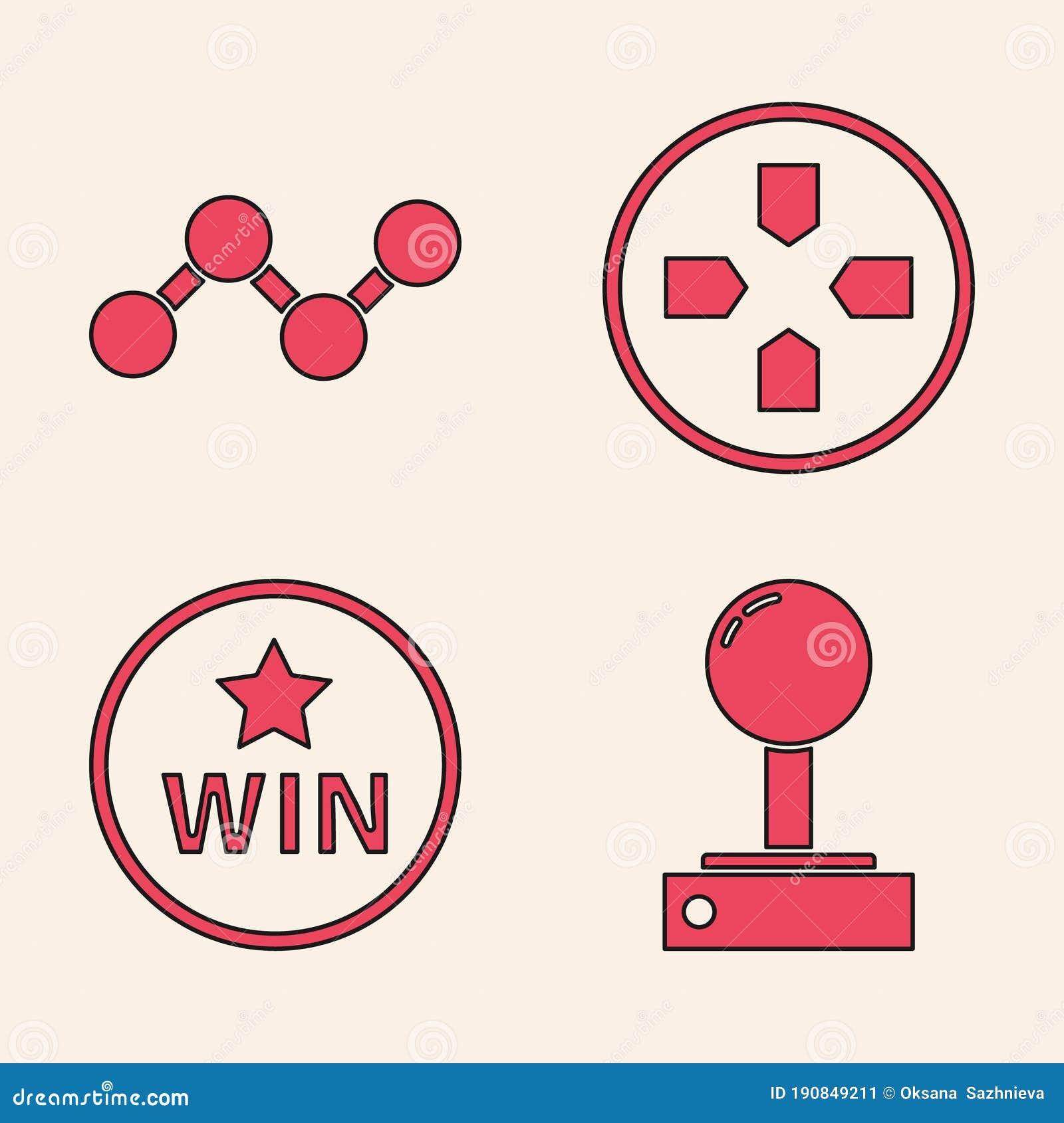 Set Joystick for Arcade Machine, Share, Gamepad and Medal Icon. Vector ... Set Joystick for Arcade Machine, Share, Gamepad and Medal Icon. Vector ...