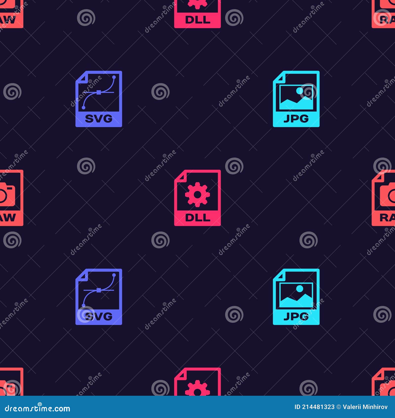 Set JPG File Document, SVG, DLL and RAW on Seamless Pattern. Vector ... Set JPG File Document, SVG, DLL and RAW on Seamless Pattern. Vector ...