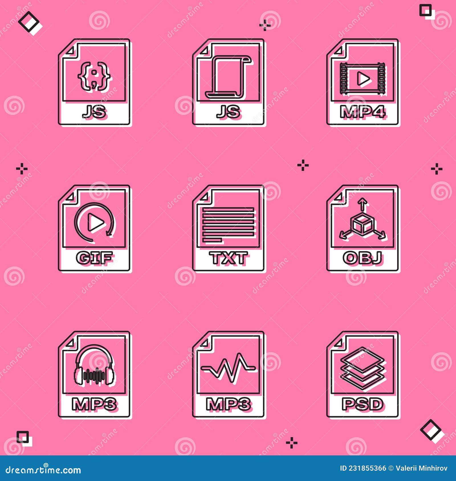 Set JS File Document, , MP4, GIF, TXT and OBJ Icon. Vector Stock Vector ... Set JS File Document, , MP4, GIF, TXT and OBJ Icon. Vector Stock Vector ...
