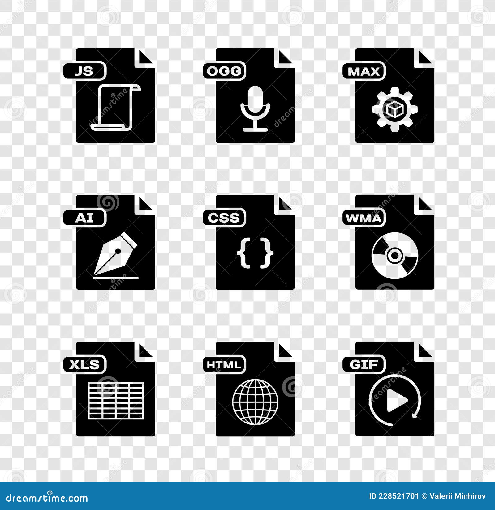 Set Js File Document Ogg Max Xls Html Gif Ai Y Css Icono. Vector ... Set Js File Document Ogg Max Xls Html Gif Ai Y Css Icono. Vector ...