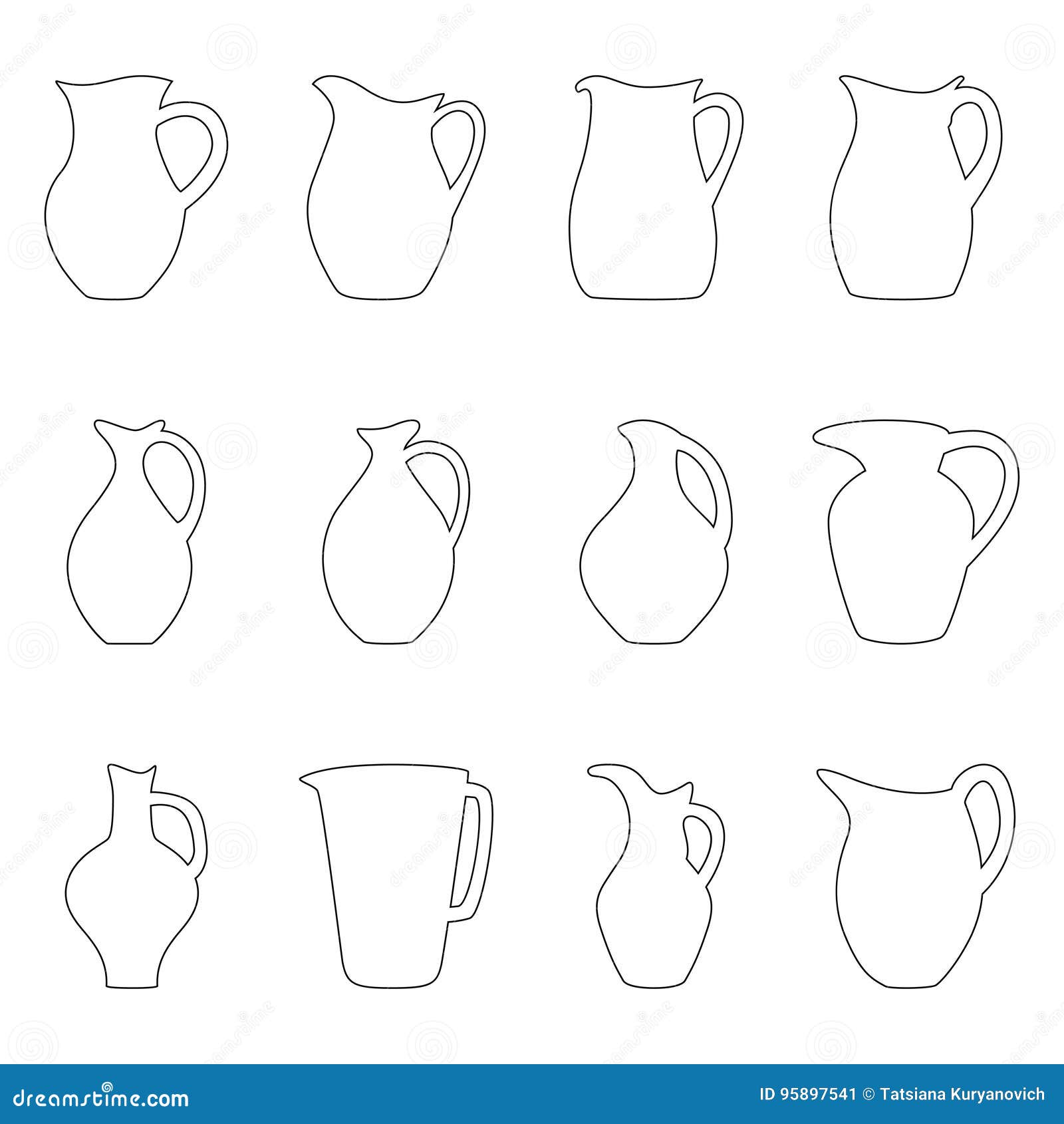 Set of Jugs, Vector Illustration Stock Vector - Illustration of cooking ...
