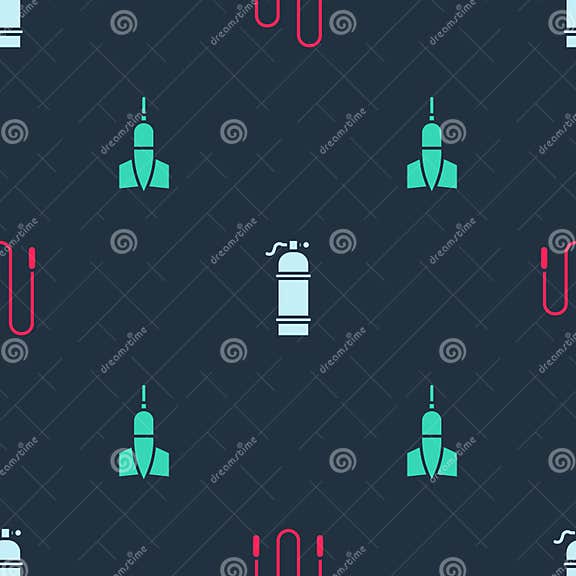 Set Jump Rope, Aqualung and Dart Arrow on Seamless Pattern. Vector ...