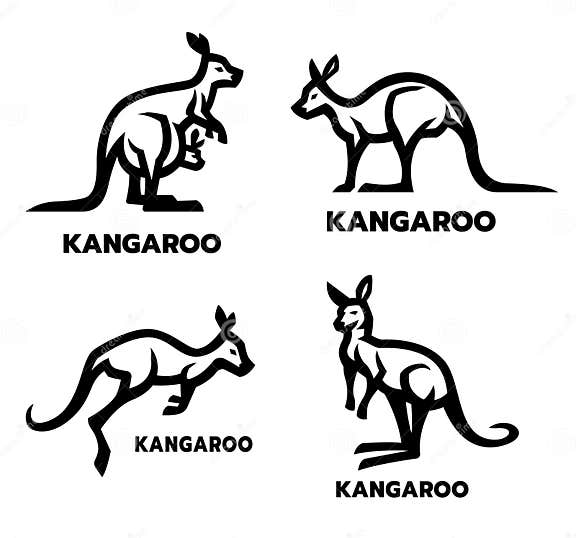 Set of kangaroo logos. stock illustration. Illustration of mascot ...