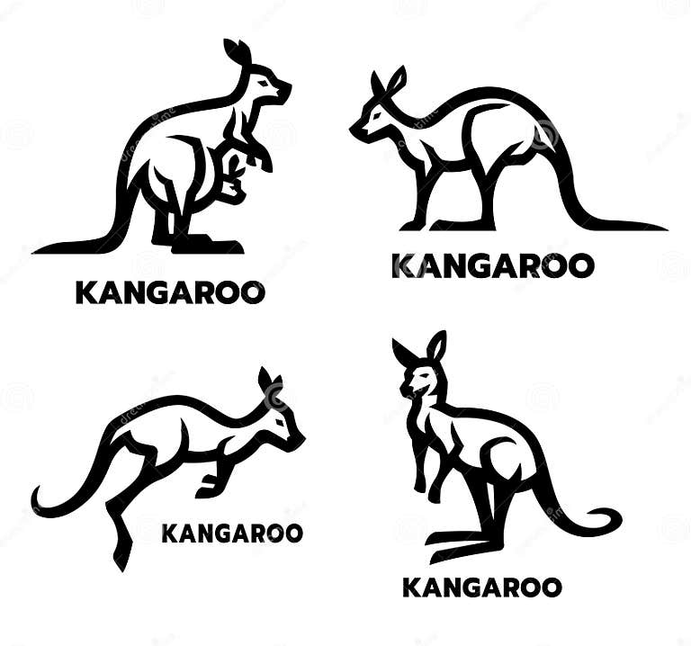 Set of kangaroo logos. stock illustration. Illustration of mascot ...