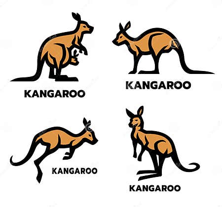 Set of kangaroo logos. stock illustration. Illustration of icon - 336171598