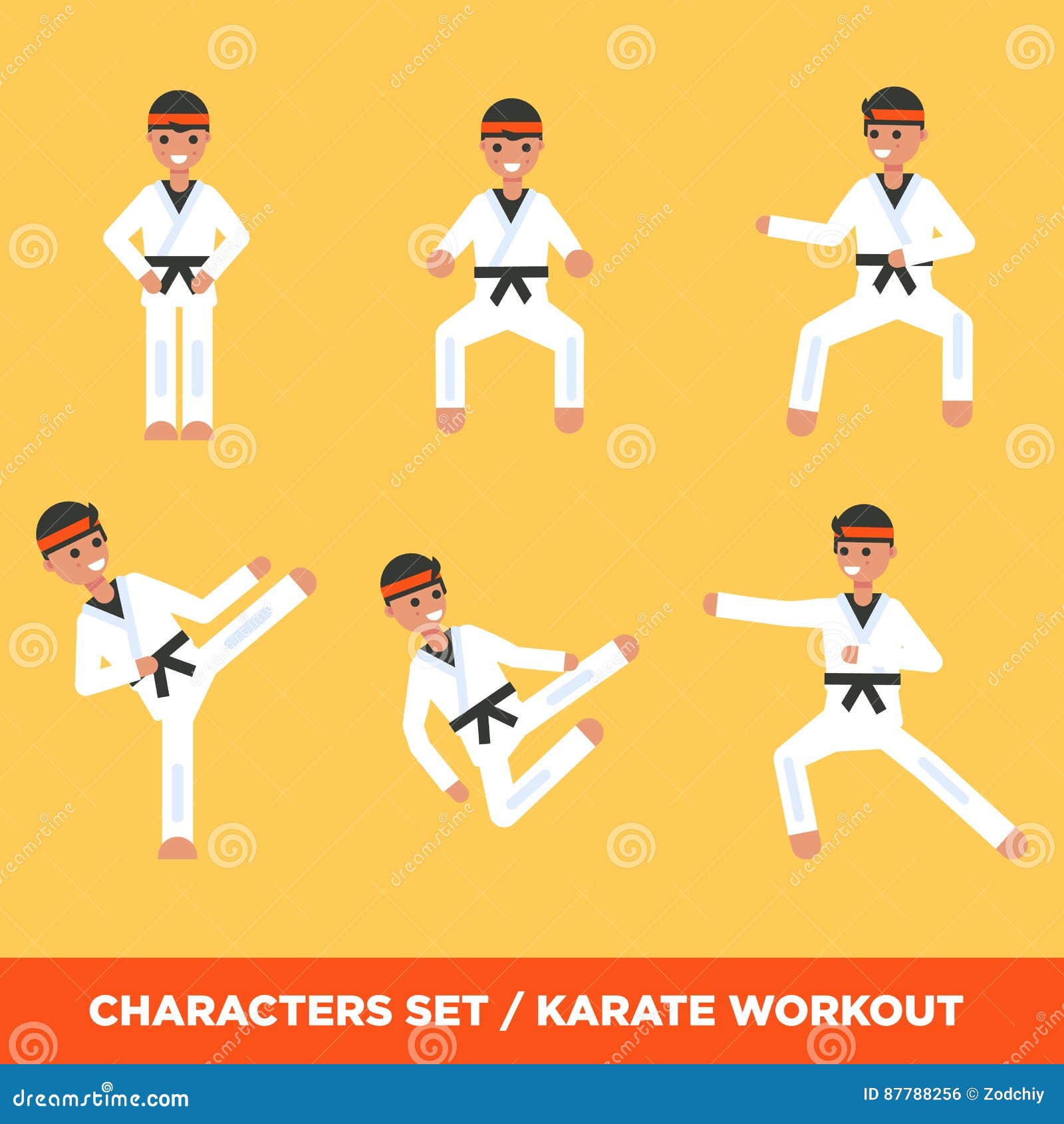 Set of Karatee Boys Characters I Stock Vector - Illustration of ...