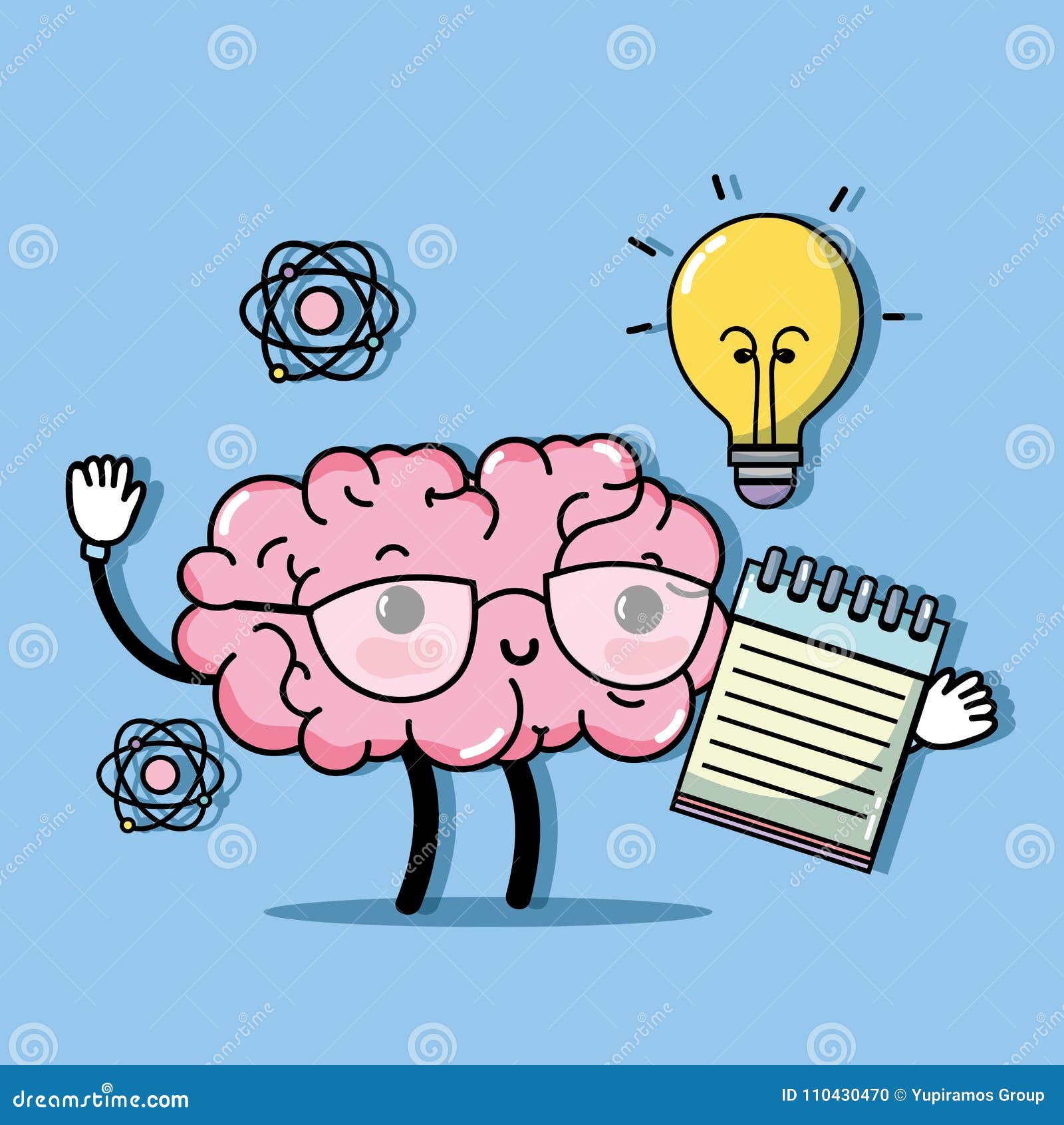 Set Kawaii Brain with Knowledge Education Stock Vector - Illustration ...