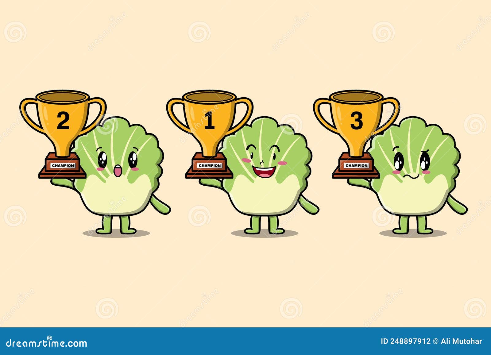Set Chinese Cabbage Cartoon Different Expression Stock Vector ...