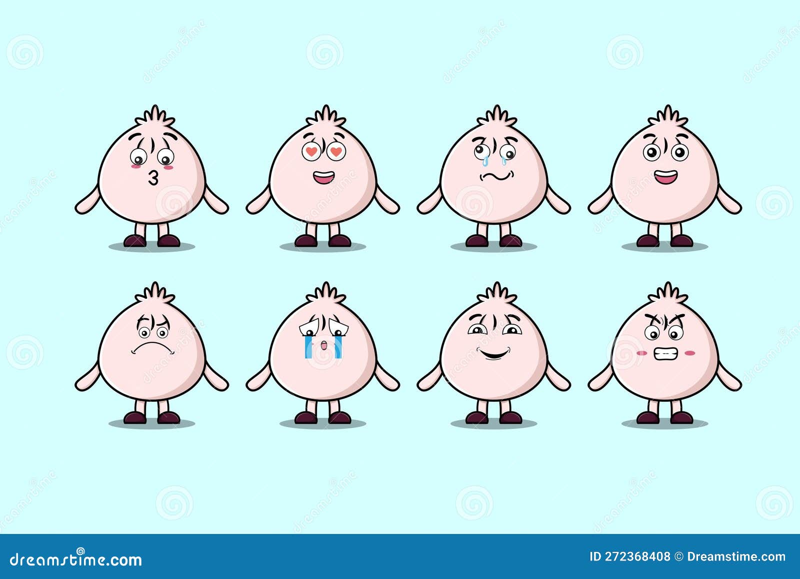 Set Kawaii Dim Sum Cartoon Character Expressions Stock Vector ...