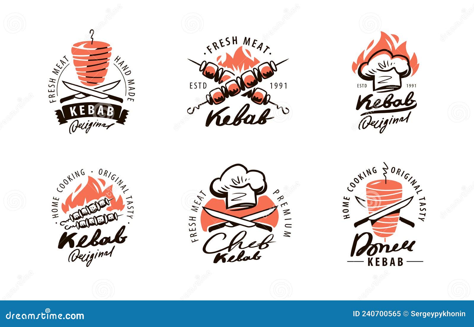 Set of Kebab, BBQ Labels. Design Elements for Logo, Badge, Emblem ...