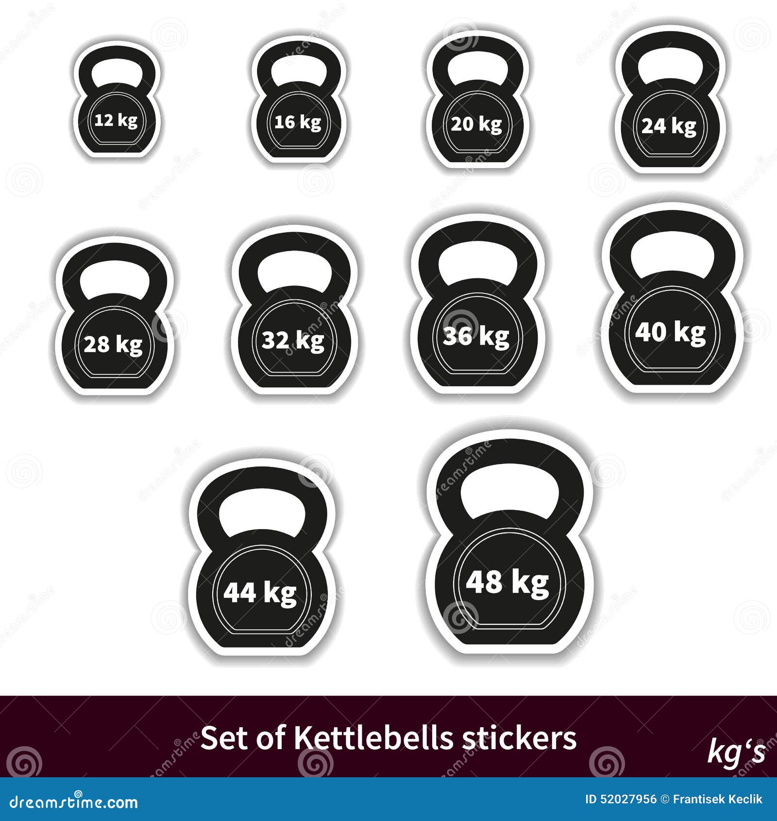 Set of Kettlebells Stickers (kg S) Stock Vector - Illustration of ...