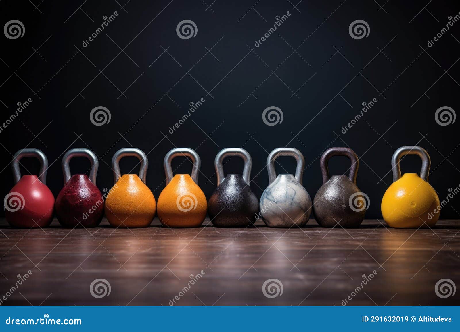 Set of Kettlebells in Varying Sizes and Colors Stock Image - Image of ...