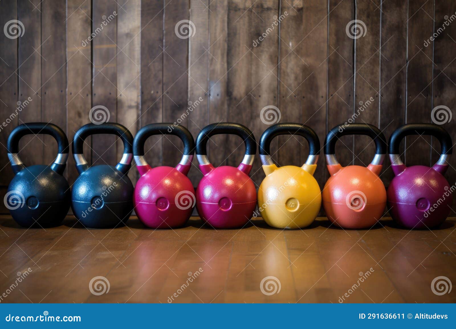 Set of Kettlebells in Varying Sizes and Colors Stock Image - Image of ...