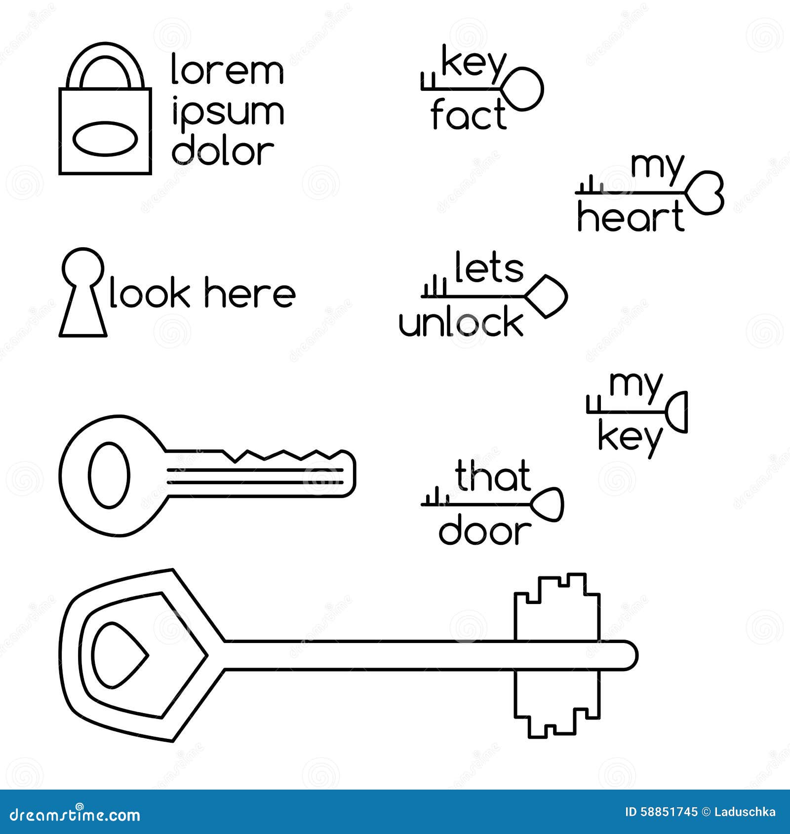 Set of Key Line Art and Logo Examples Stock Vector - Illustration of ...
