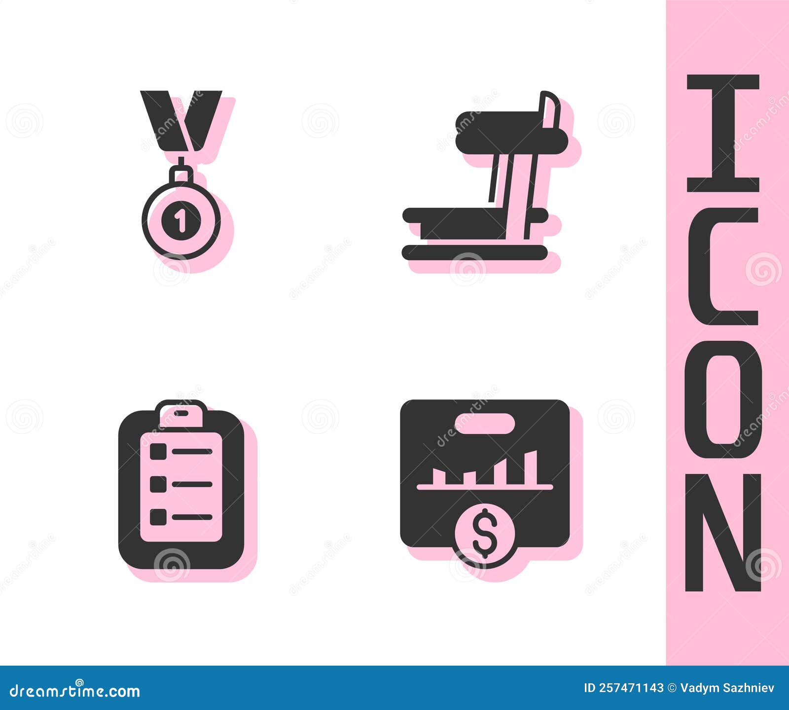Set Key Performance Indicator, Medal, To Do List Planning And Treadmill ...