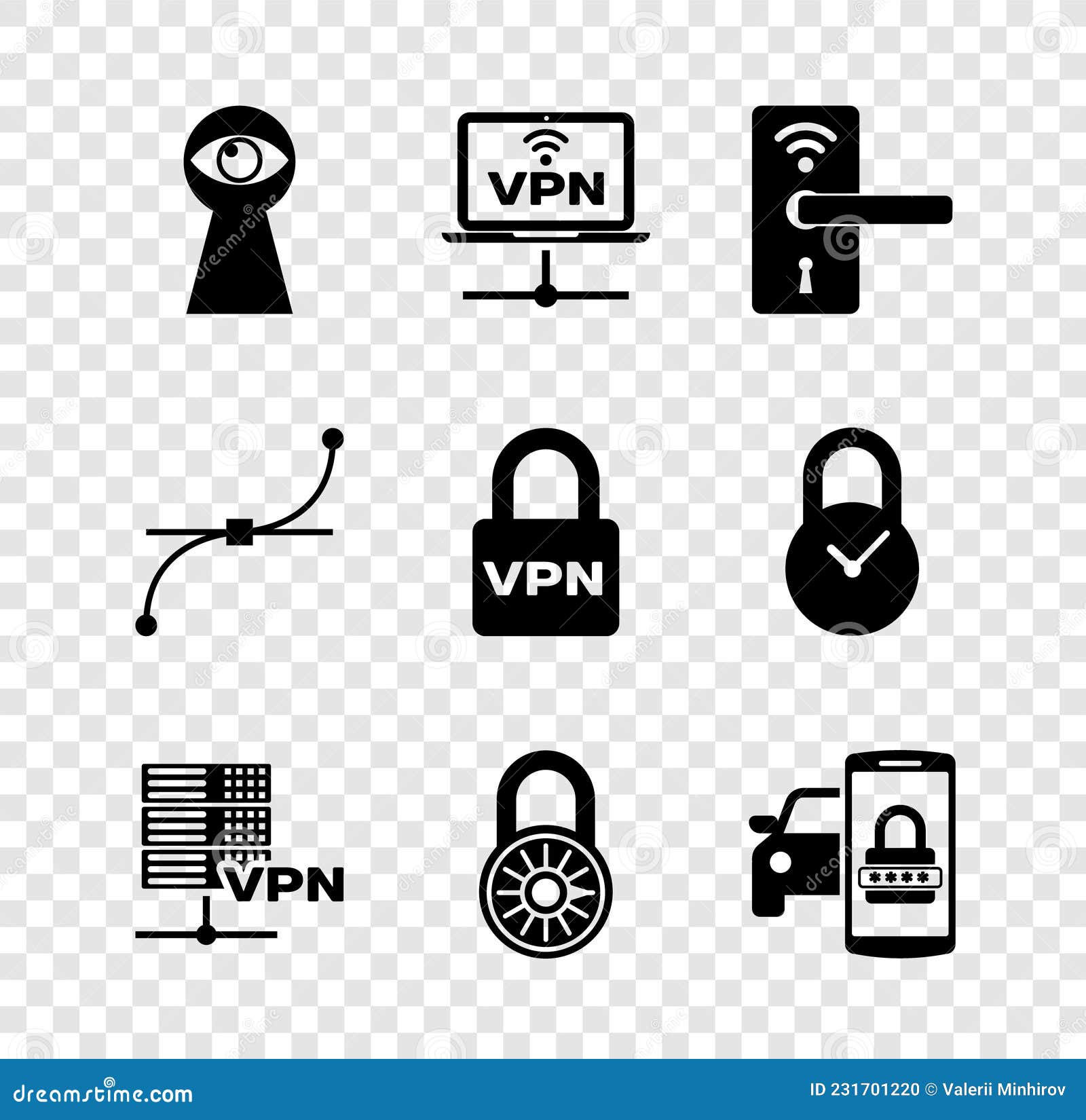 Set Keyhole with Eye, VPN Computer Network, Digital Door Lock Wireless ... Set Keyhole with Eye, VPN Computer Network, Digital Door Lock Wireless ...