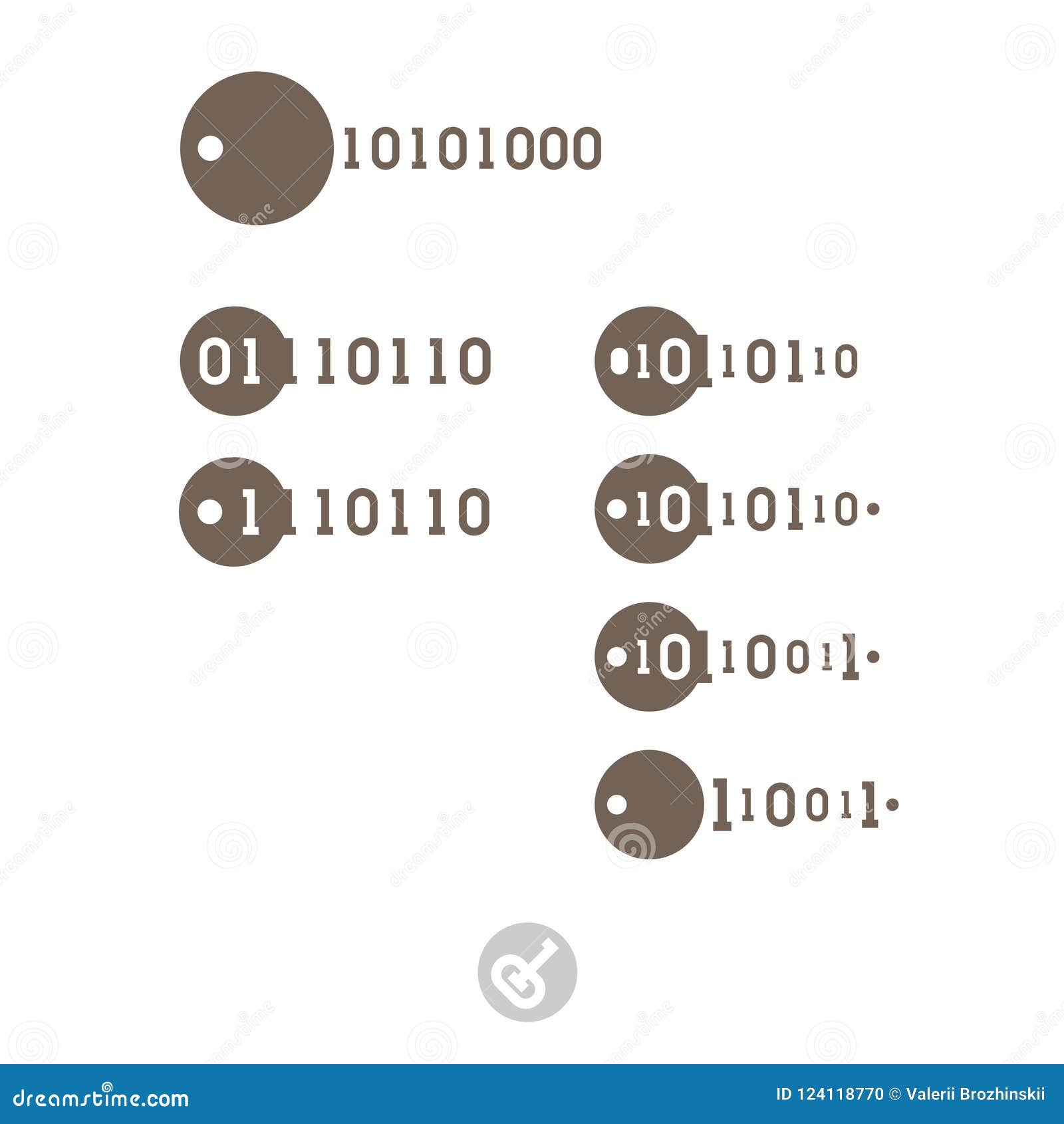 Set of Keys with Binary Code. Electronic Digital Security System Icon ...