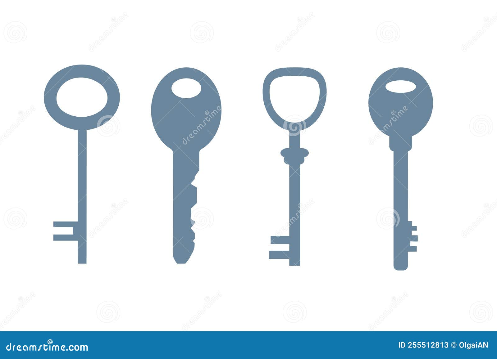 Set of Keys in Flat Style. Vector Illustration Isolated on White ...