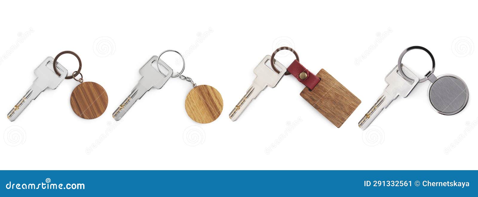 Set of Keys with Key Chains Isolated on White Stock Image - Image of ...
