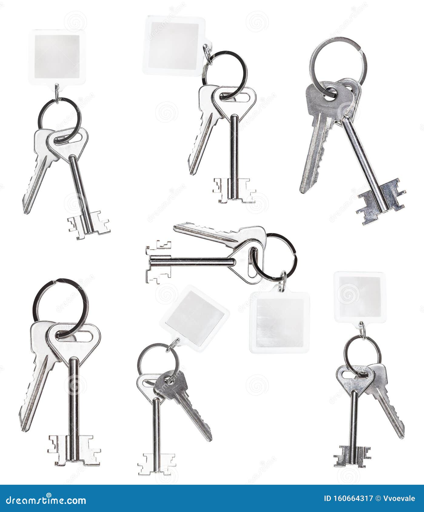 Set of Keys on Keyring Isolated on White Stock Image - Image of empty ...