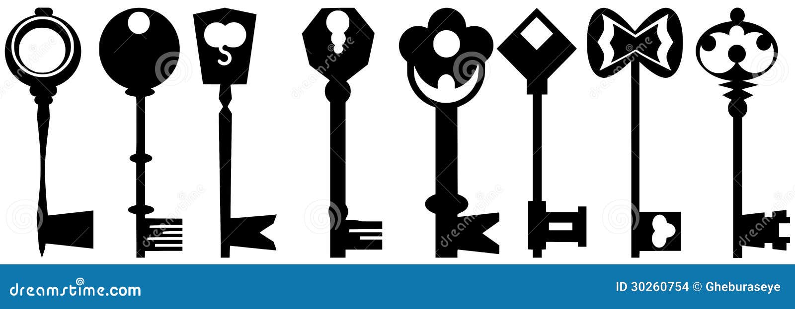 Keys set stock vector. Illustration of isolated, black - 30260754