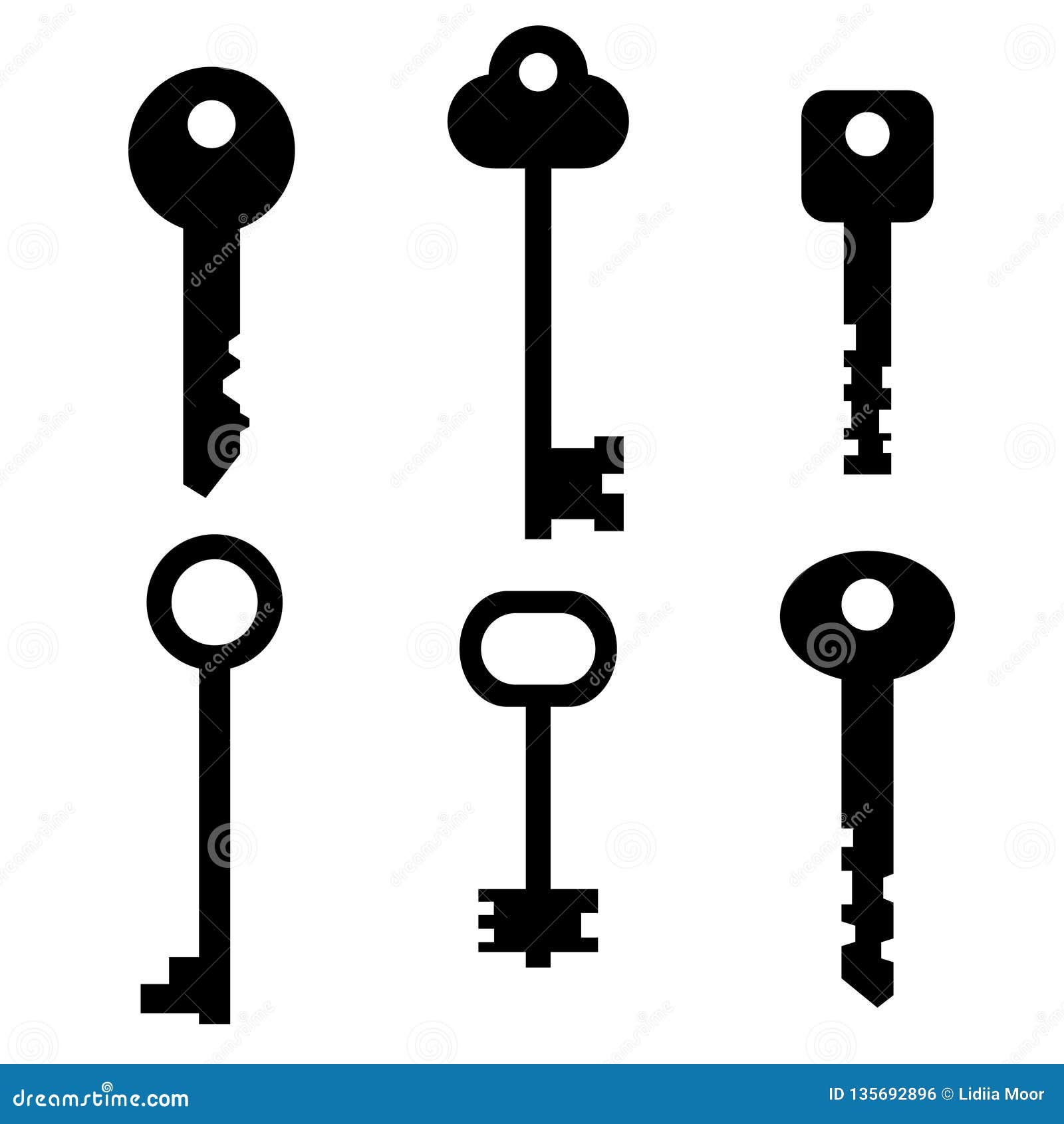 A set of keys. Silhouette stock vector. Illustration of black - 135692896