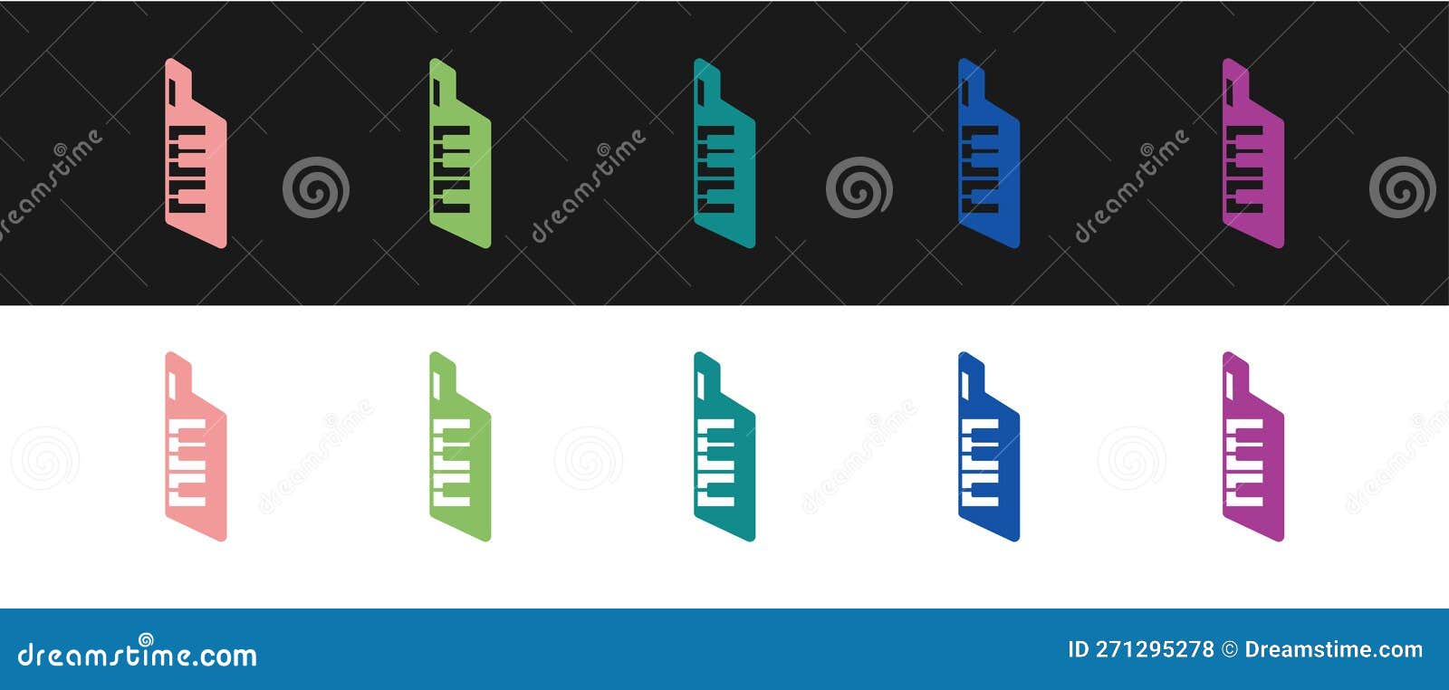 Set Keytar Icon Isolated on Black and White Background. Musical ...