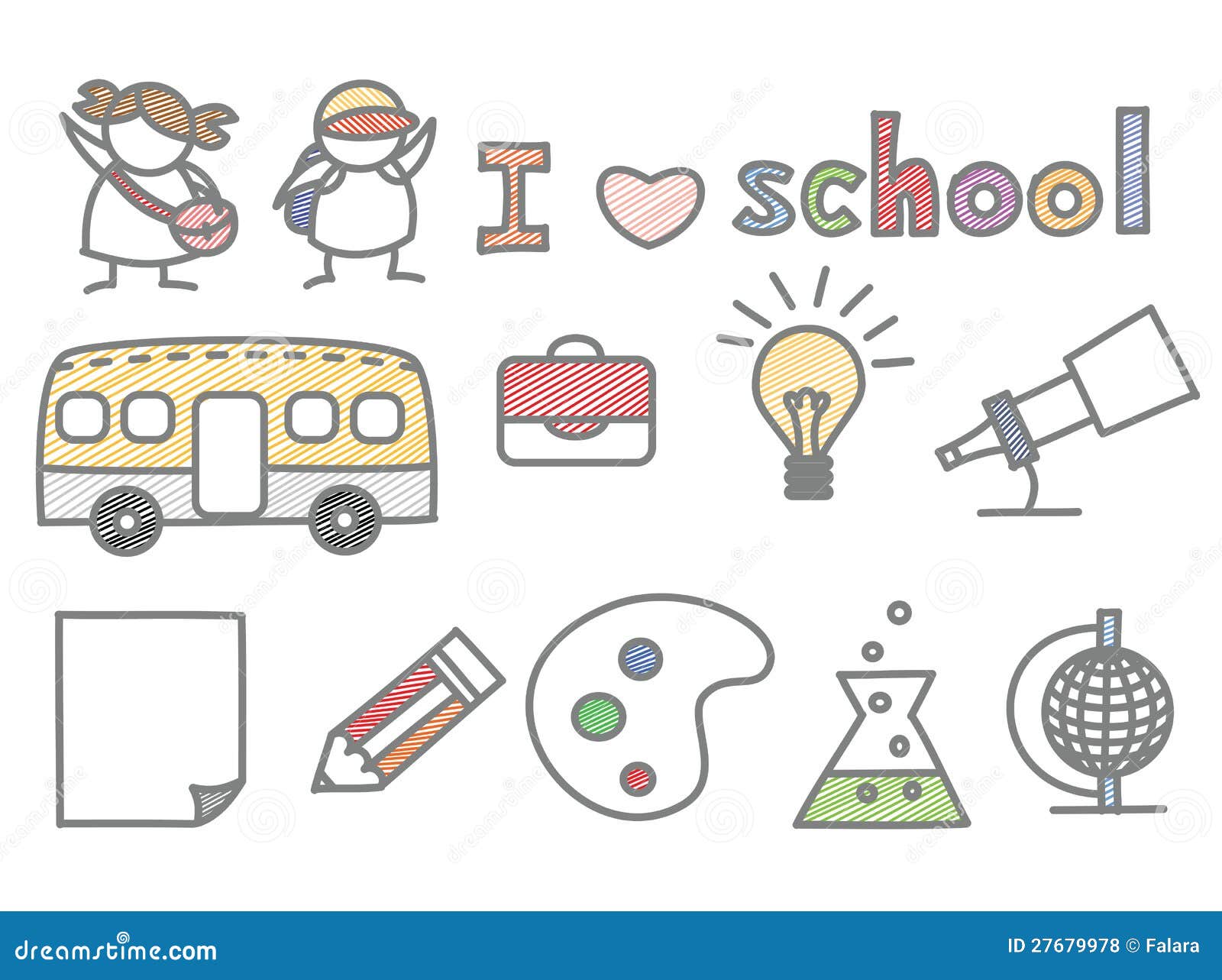 Set of kid love school stock vector. Illustration of idea - 27679978