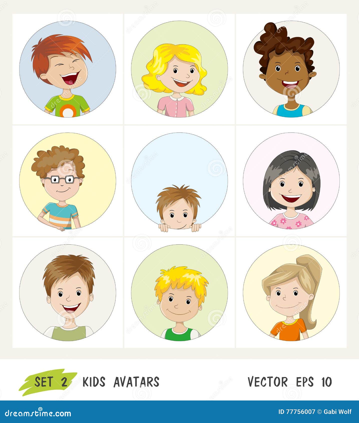 Set of kids avatar icons stock vector. Illustration of comic - 77756007