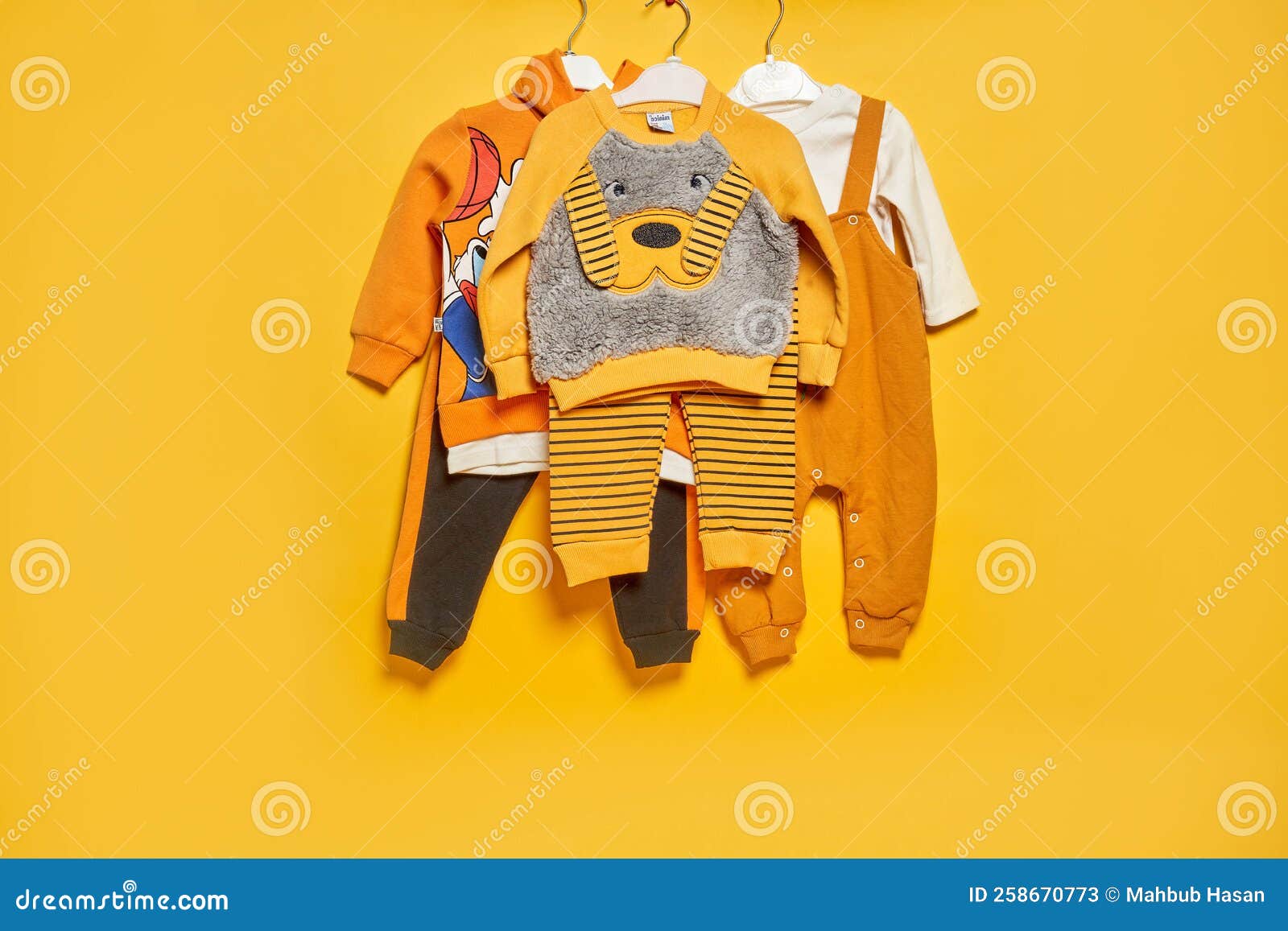 Set of Kids Clothes on Yellow Stock Image - Image of apparel, cute ...