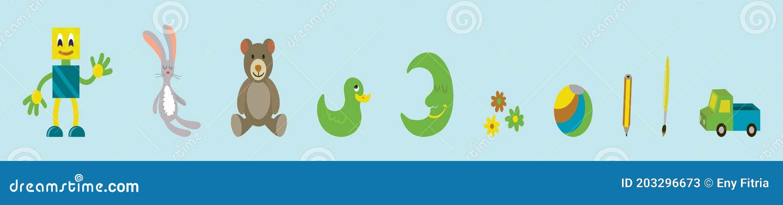 Set of Kids Element Cartoon Icon Design Template with Various Models ...