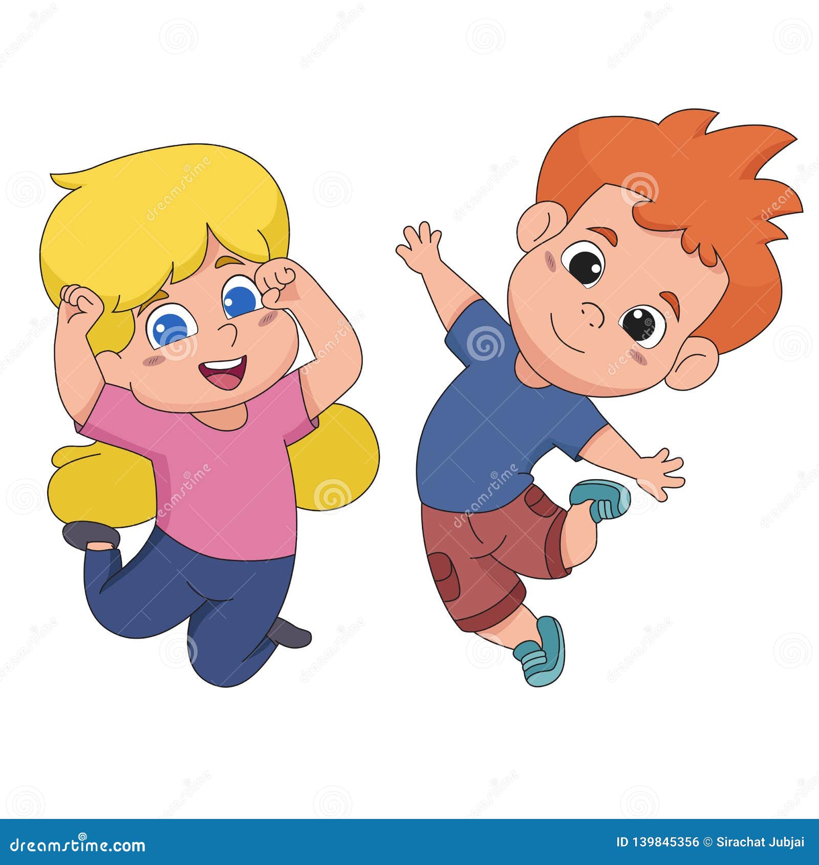 Set of Kids Jumping in the Air.Vector and Illustration Stock Vector ...