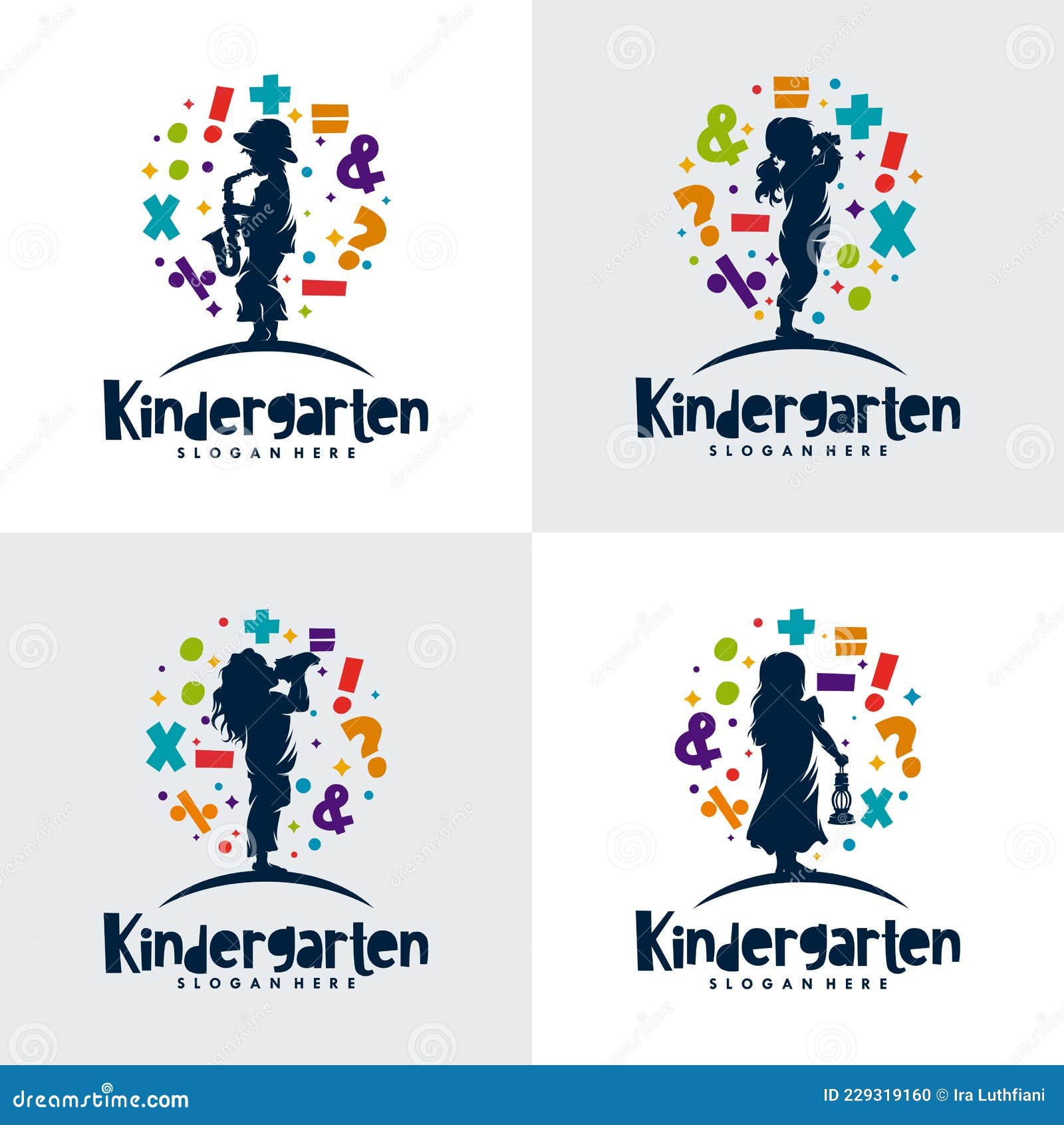 Set of Kids Learning Logo Design Stock Vector - Illustration of vector ...