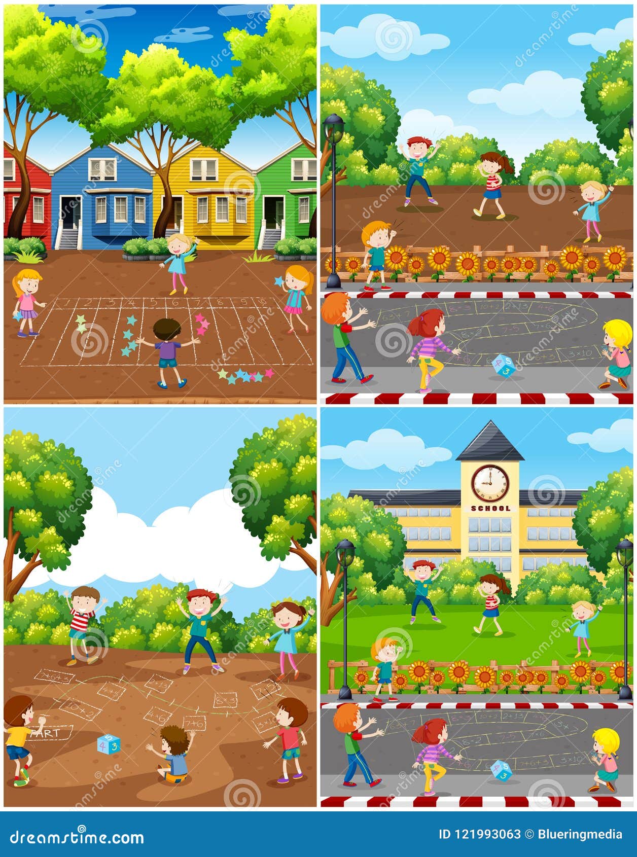 A Set of Kids Playing Math Game Stock Vector - Illustration of number ...