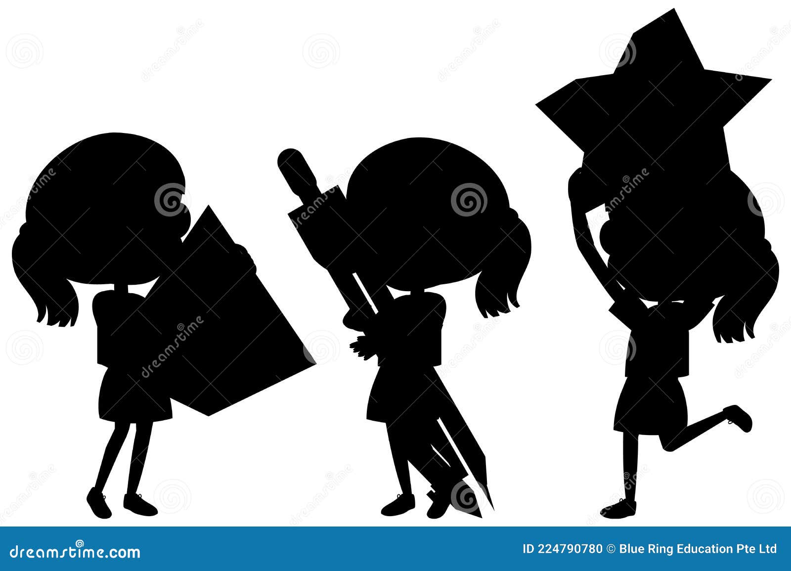 Set of Kids Silhouette Cartoon Character Stock Vector - Illustration of ...