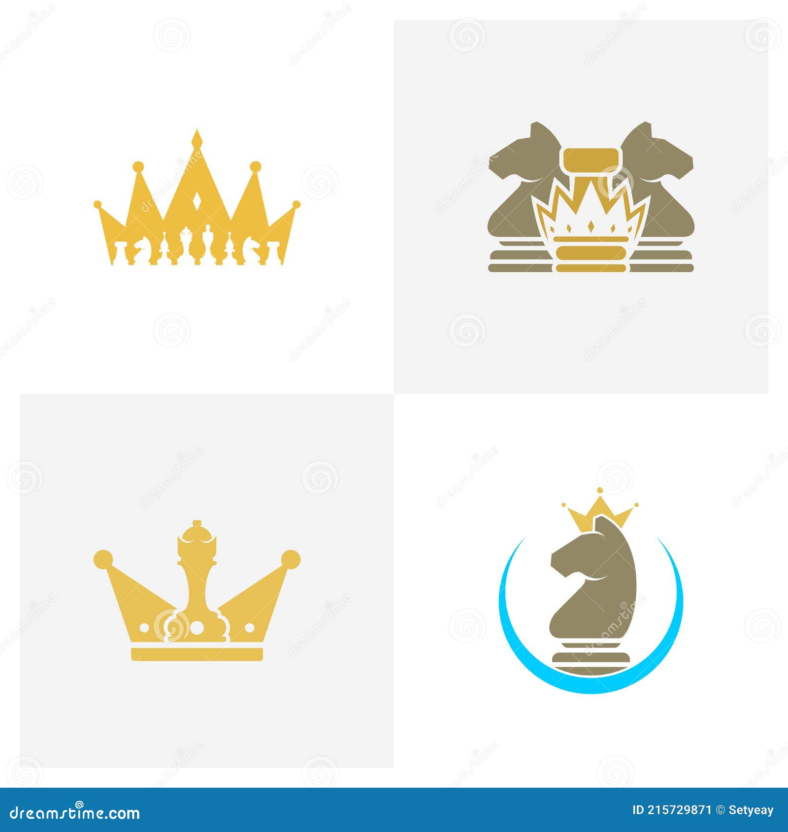 Set Of King Chess Logo Design Vector Illustration, Creative Chess Logo ...