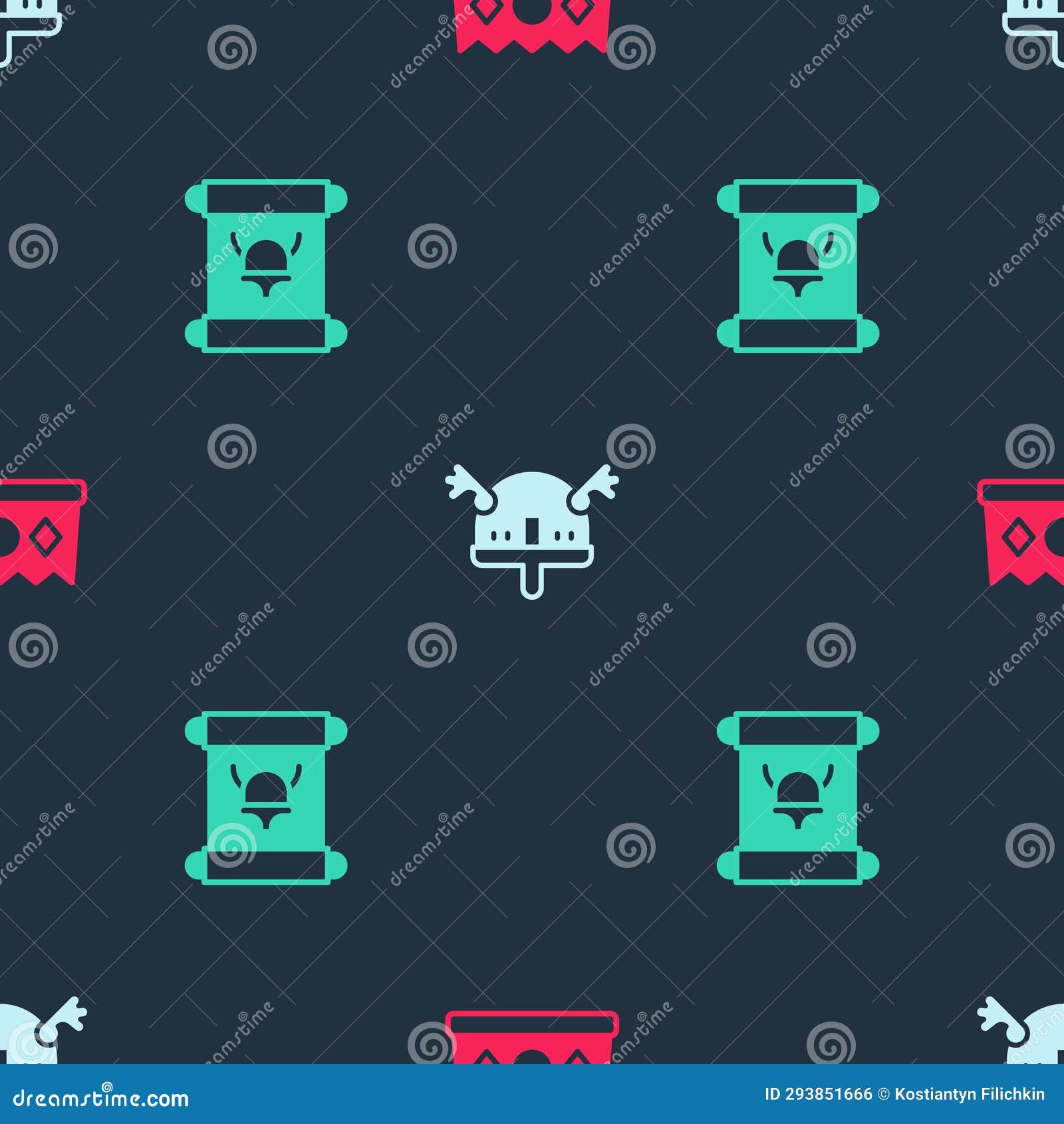 Set King Crown, Viking Horned Helmet and Decree, Parchment, Scroll on ...