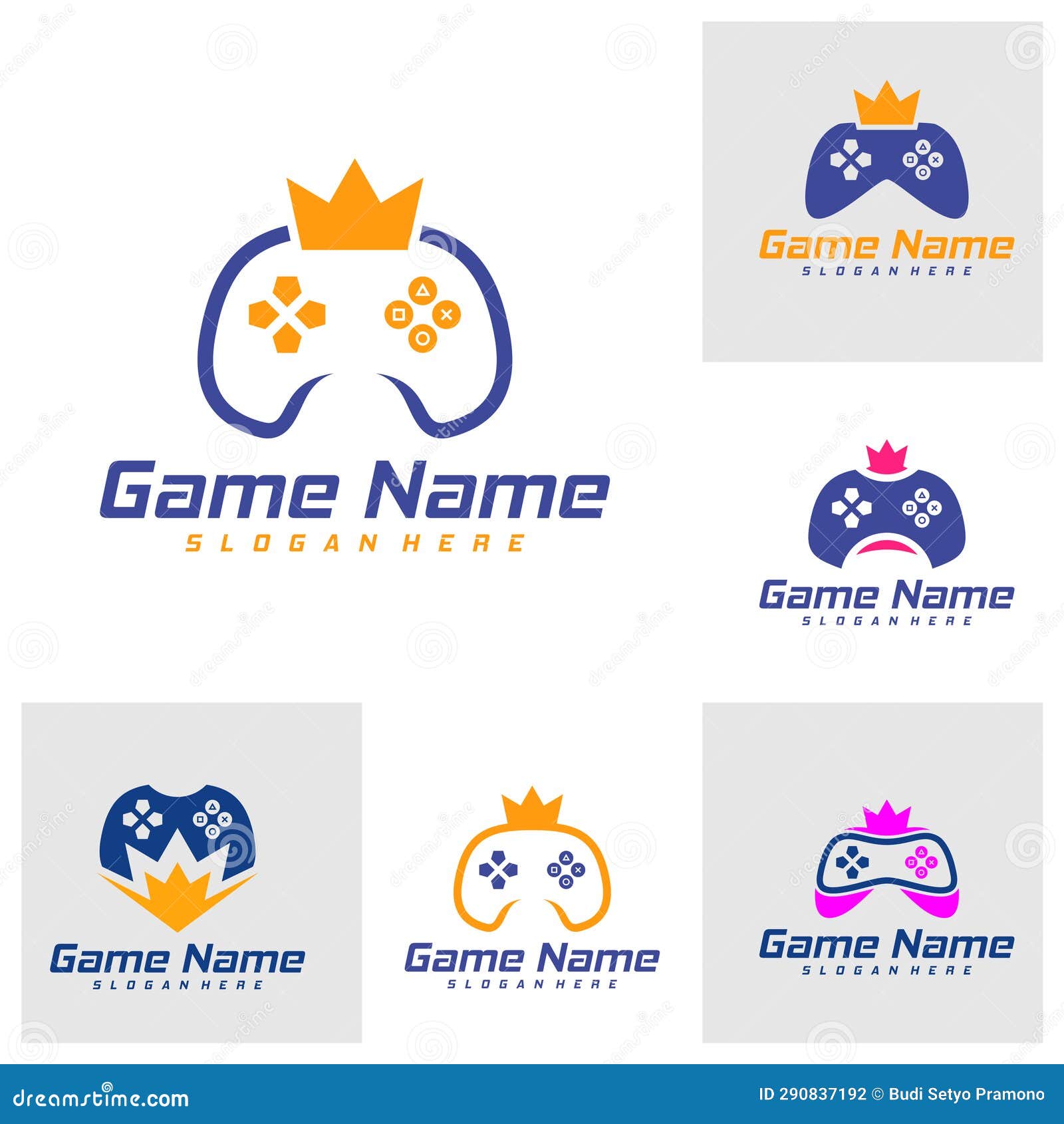 Set of King Game Logo Template Vector. Joystick Design Icon. Stylized ...