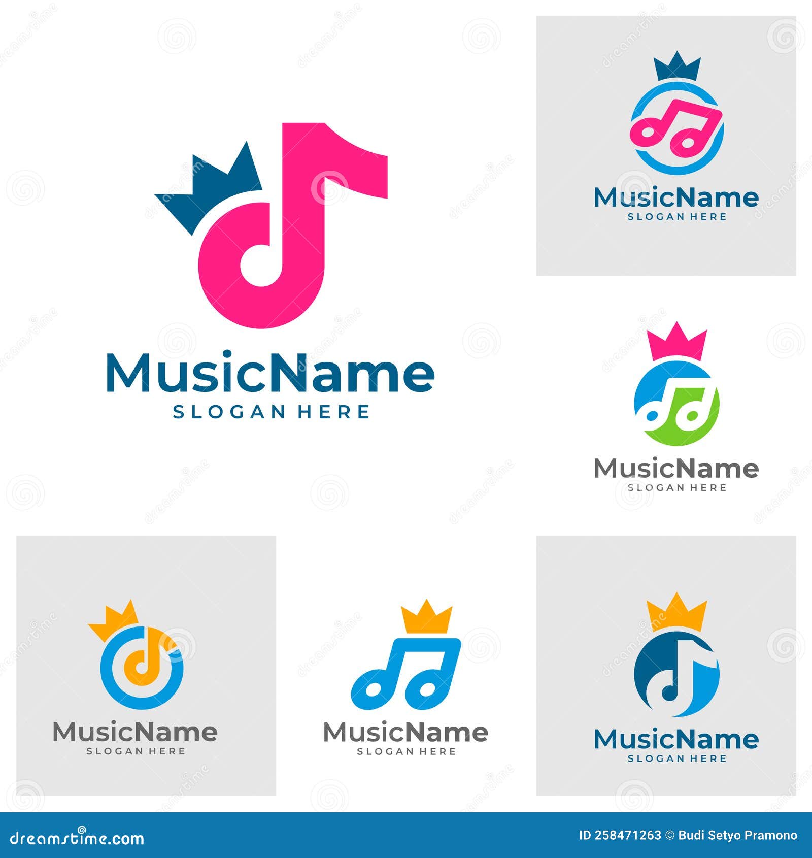 Set of King Music Logo Template Design Vector, Emblem, Design Concept ...
