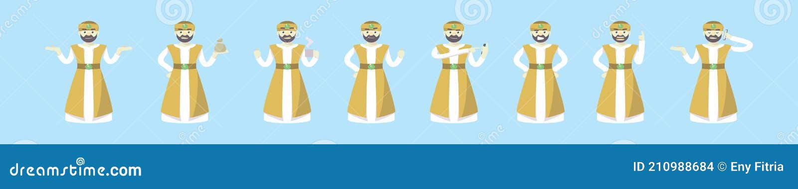Set of King or Sultan Cartoon Icon Design Template with Various Models ...