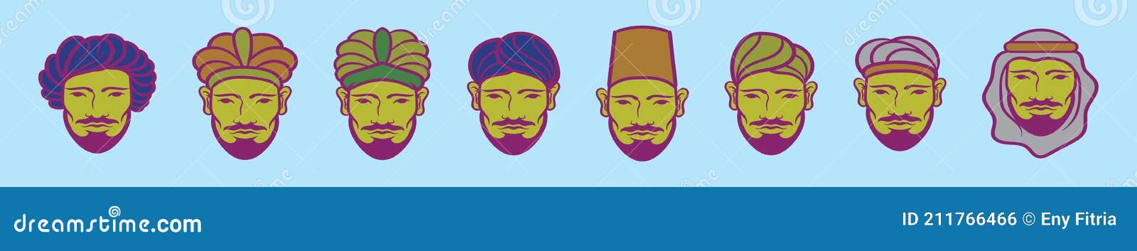 Set of King or Sultan Cartoon Icon Design Template with Various Models ...