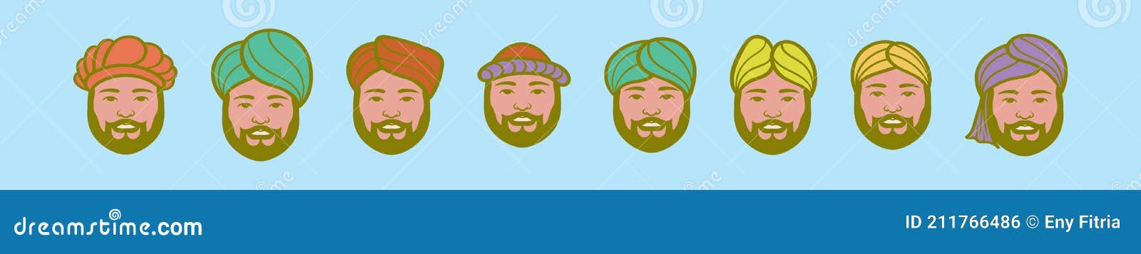 Set of King or Sultan Cartoon Icon Design Template with Various Models ...