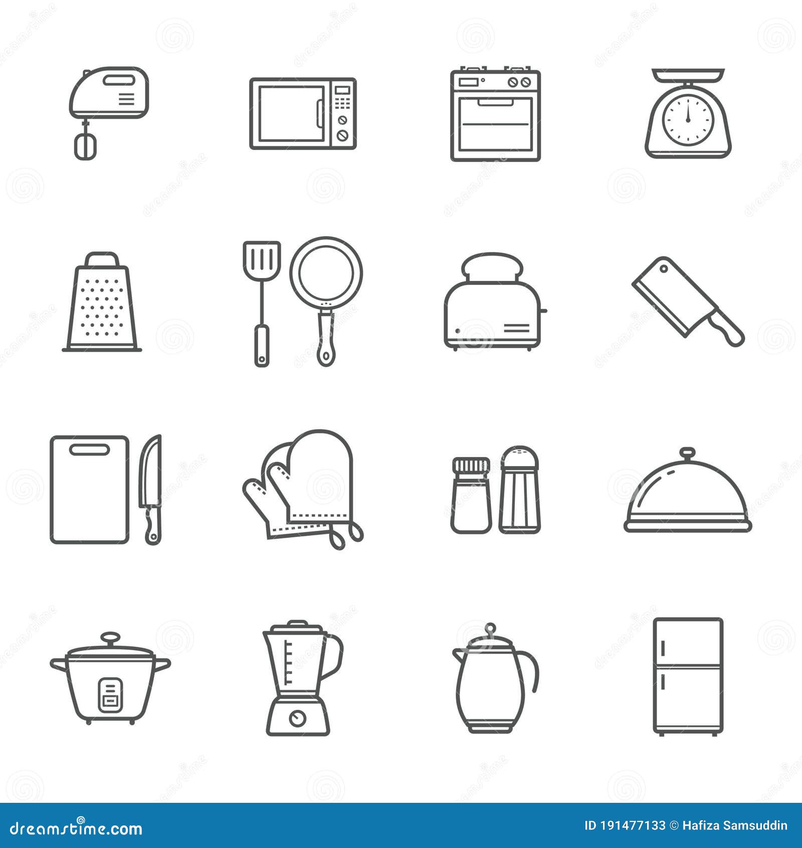 Set of Kitchen Appliance Icons. Vector Illustration Decorative Design ...